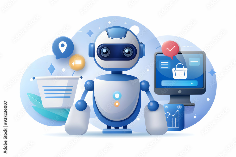 Photo Realistic as AI chatbot and e commerce concept as An AI chatbot ...