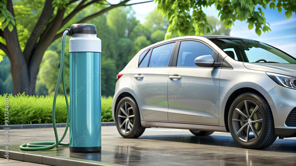 Photo Realistic as Electric car charging station and server concept as ...