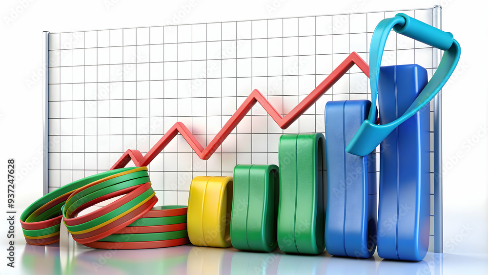 Photo Realistic as Resistance band and financial chart concept as A ...