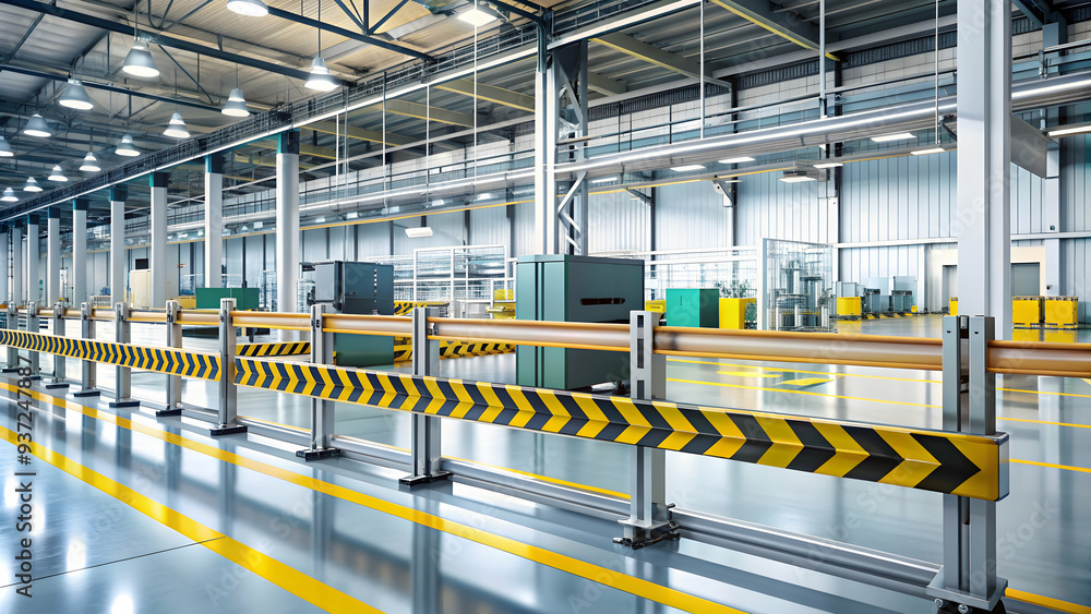 Photo Realistic as Safety barrier and assembly line concept as A safety ...