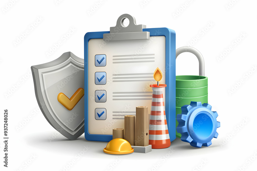 Photo Realistic as Safety checklist and industrial process concept as A ...