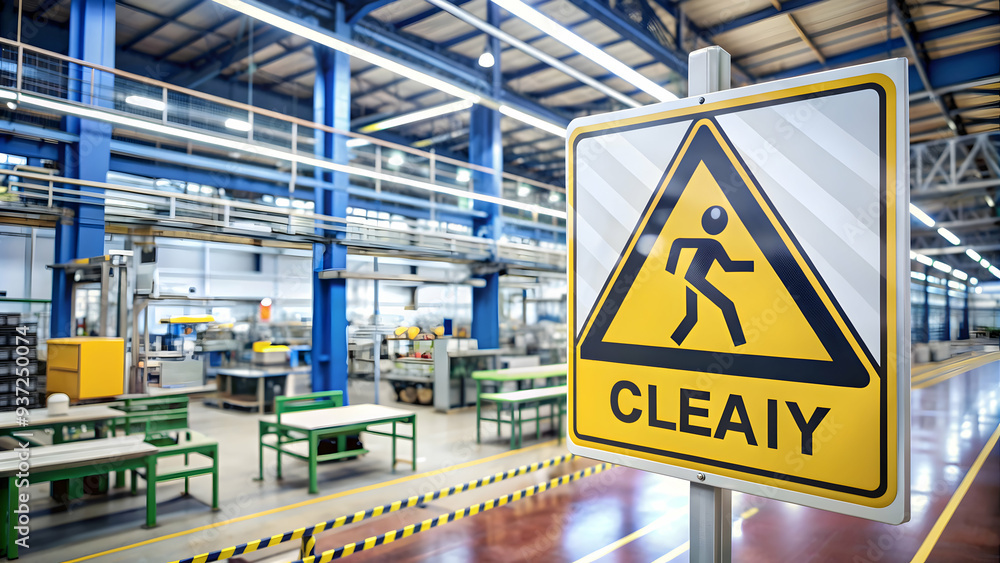 Photo Realistic as Safety sign and production floor concept as A safety ...