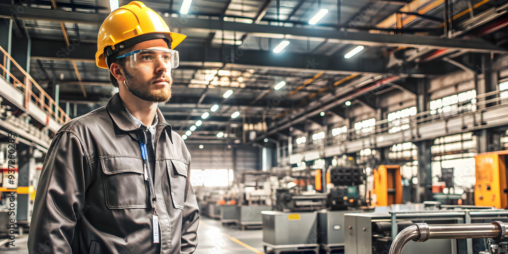 Photo Realistic as Safety training icon and factory floor concept as A ...