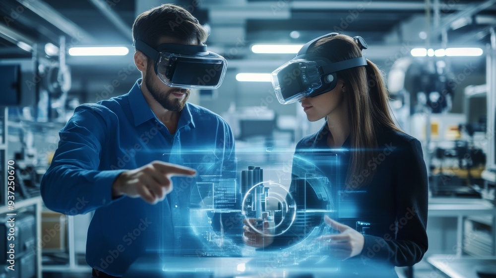 VR Collaboration: A futuristic vision of innovation with a man and ...