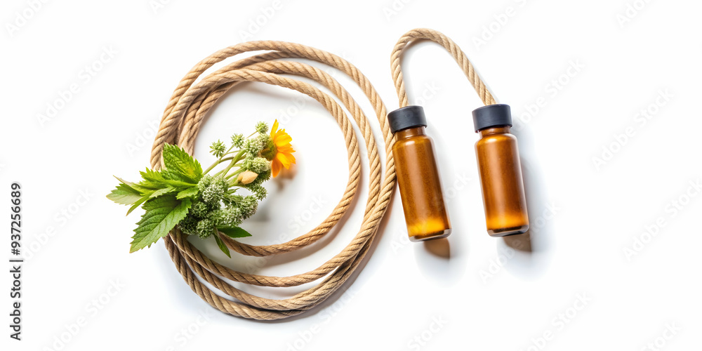 Simple flat vector illustration as Jump rope and herbal supplement ...