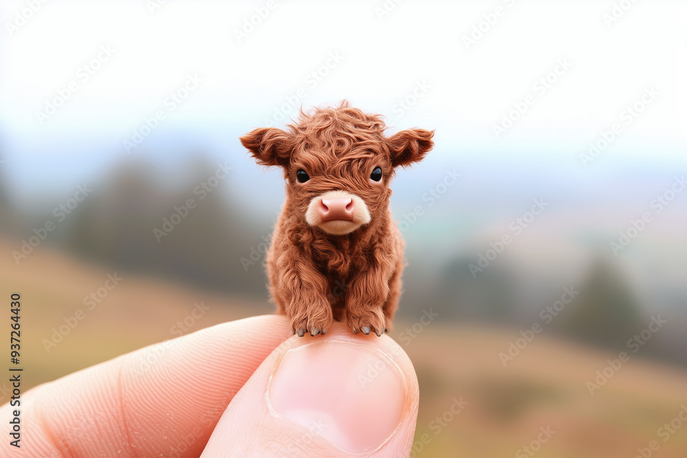 Adorable Miniature Cow with Fluffy Fur. The Tiniest Baby Highland Cow ...