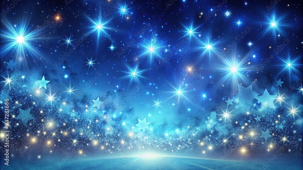 Majestic starry night sky with twinkling stars and a soft blue glow ...
