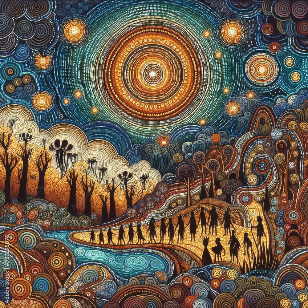 Australian Aboriginal dot painting style art dreamtime story of the ...