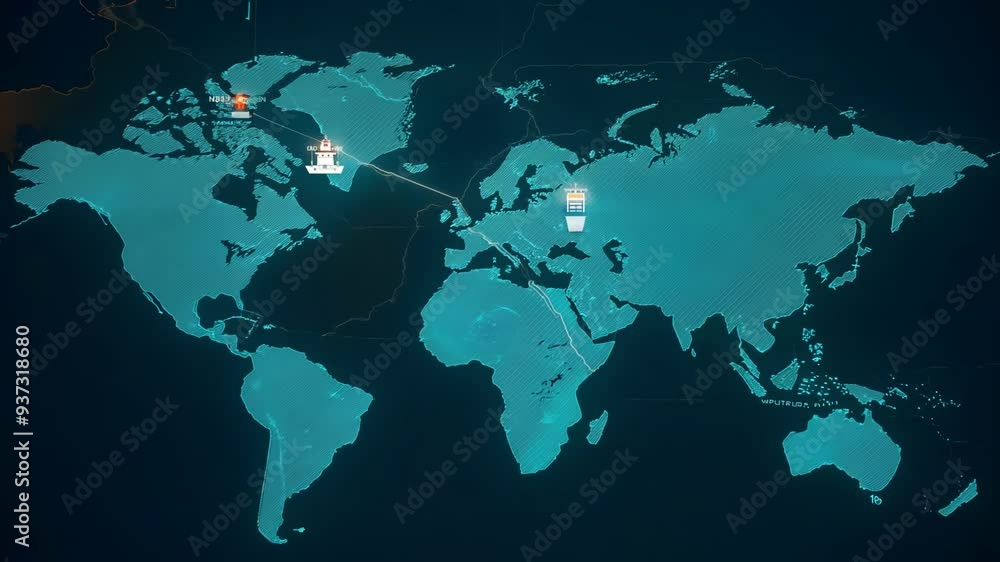 A digital map showing global cyber attack incidents, with lines connecting different locations ...