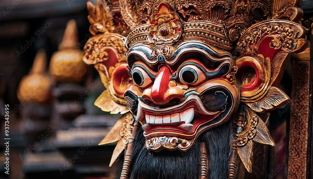 The Balinese mask called Barong; Balinese masks symbolize the spirits ...