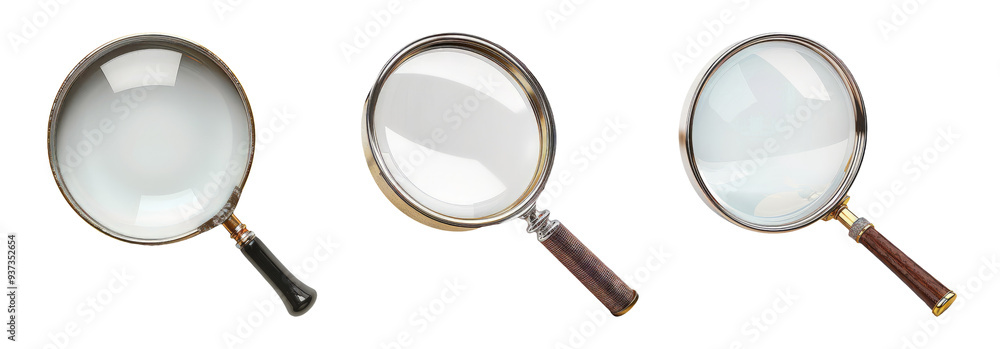 Magnifying glasses set isolated on transparent background with ...