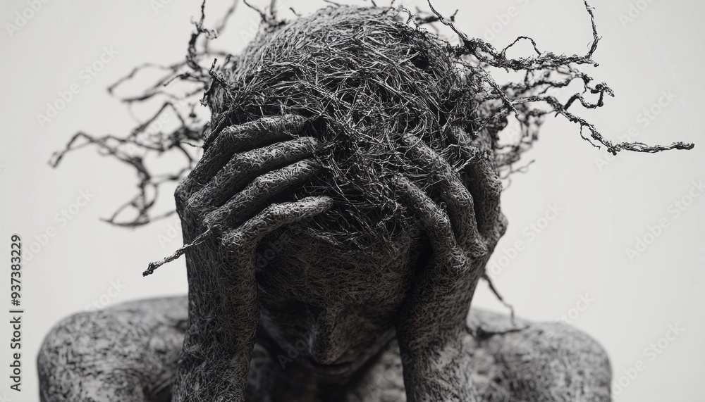 Emotional Turmoil: Abstract Depiction of Adolescent Mental Health. Boy ...