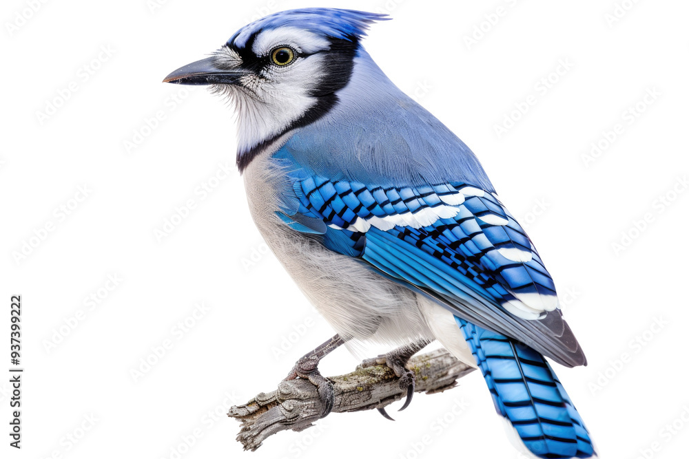 Blue cardinal bird isolated on white background. Cute little bird ...
