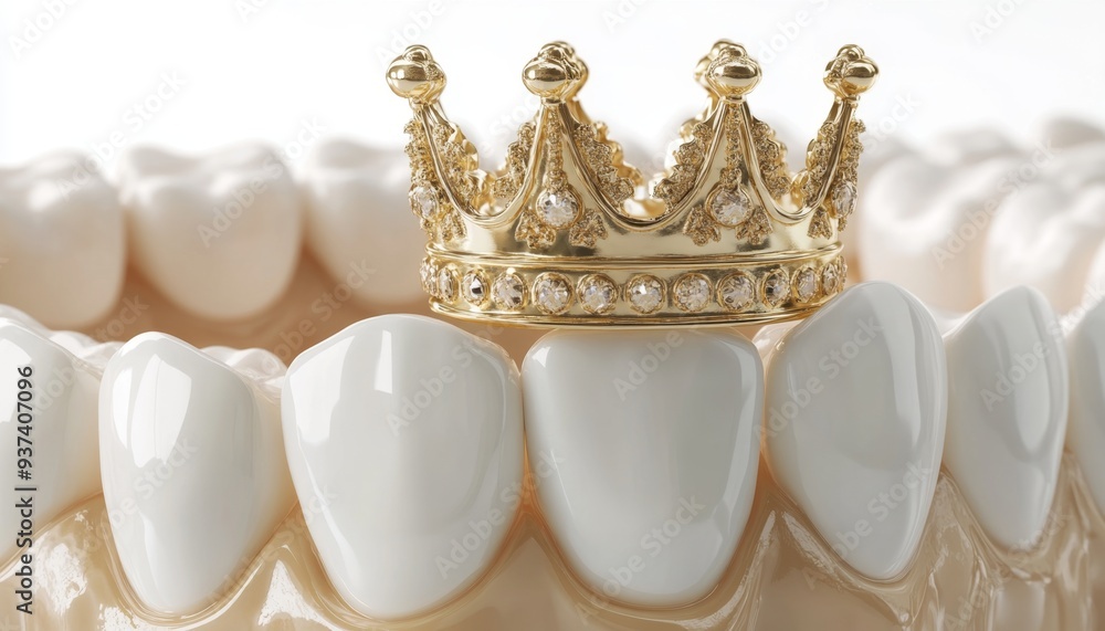 Regal 3D Tooth with Golden Crown: Elegant Dental Health Concept on ...