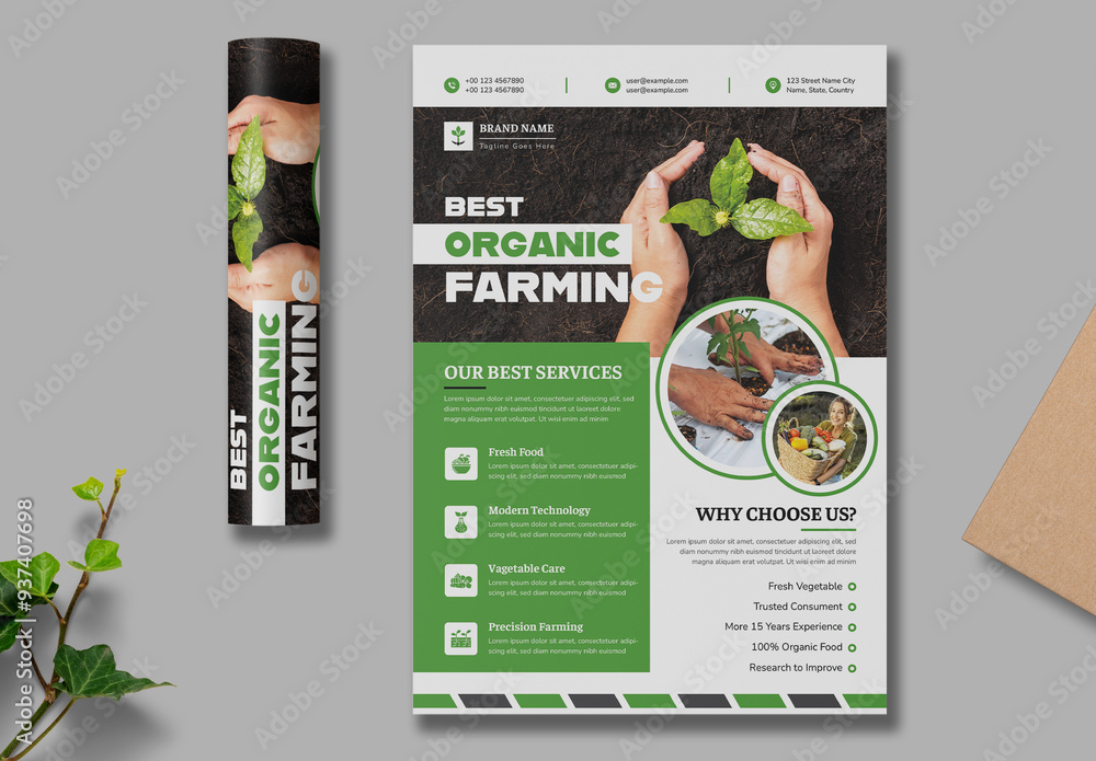 Best Organic Farming Flyer Template Stock Template | Adobe Stock