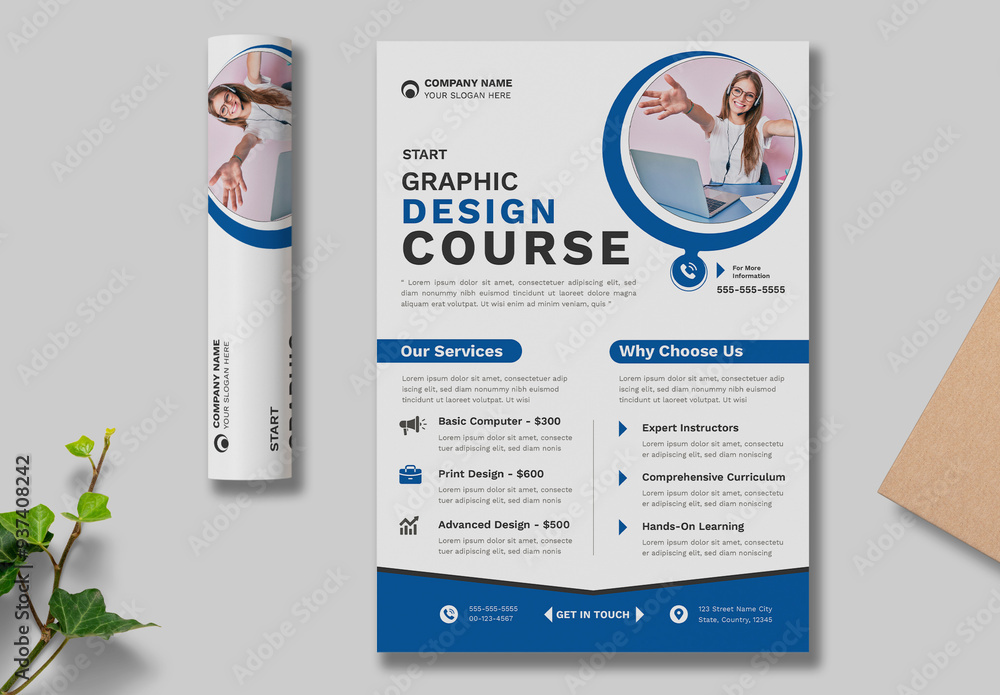 Online Course Flyer Template Layout Stock Template | Adobe Stock