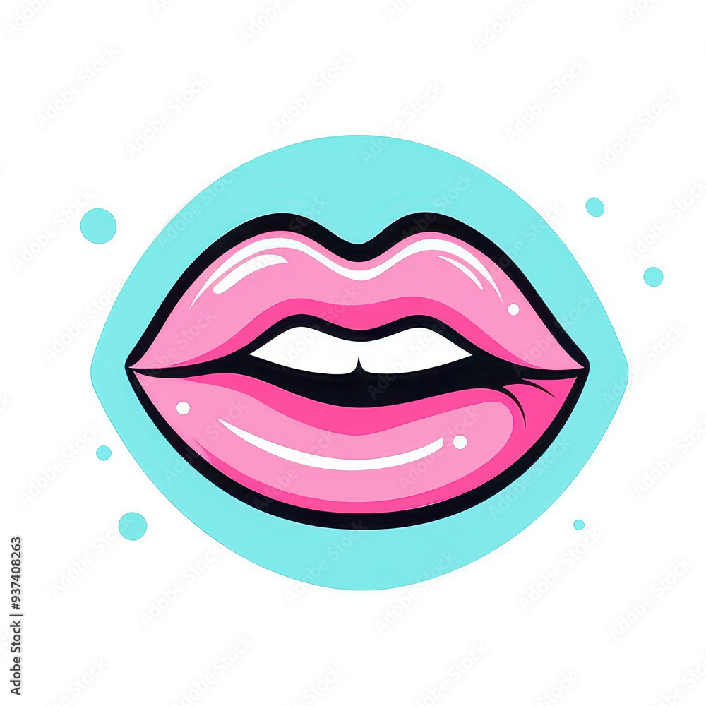 Explore vibrant cartoon lips designs on a clean, white background that ...