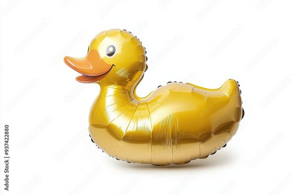 A cheerful yellow inflatable duck, perfect for summer fun and water ...