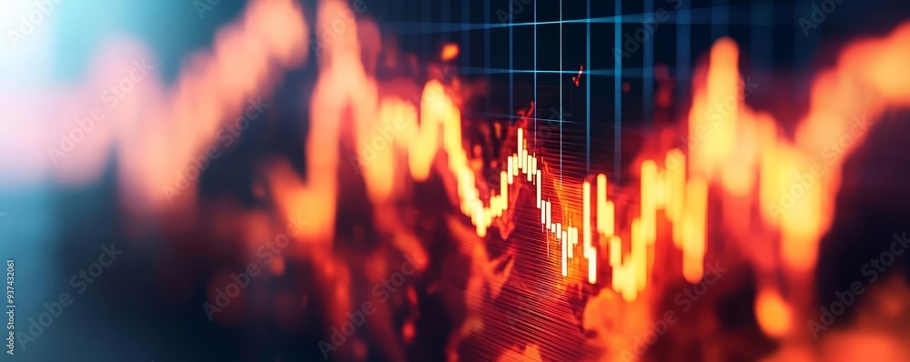Burning stock market graph, representing the devastation of a financial ...