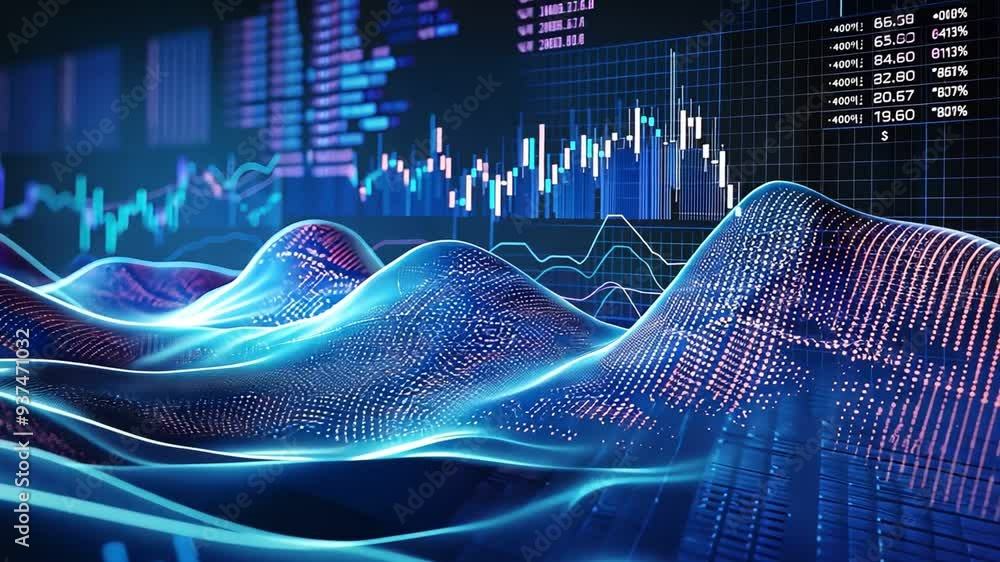 Abstract financial chart and trading data visualization with futuristic ...