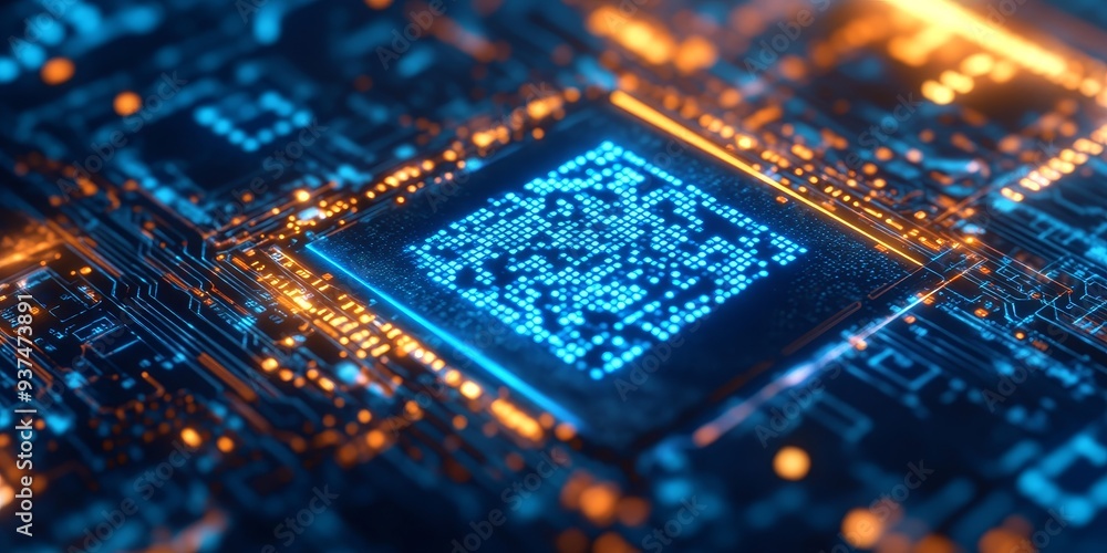 Detailed view of a digital ID card, QR code and encryption visible ...