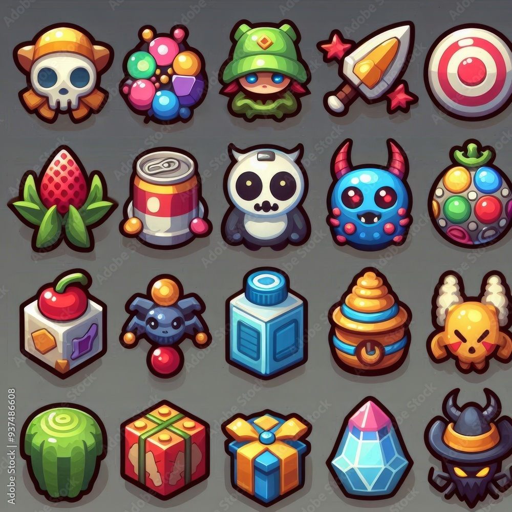 Consumable icon icons set. Isolated vector illustration of mobile game ...