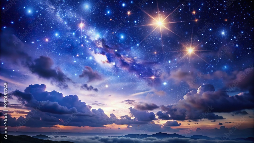 Moody Periwinkle Night Sky Starry Twinkling Dark Romance Mysterious Celestial Cosmos Space ...