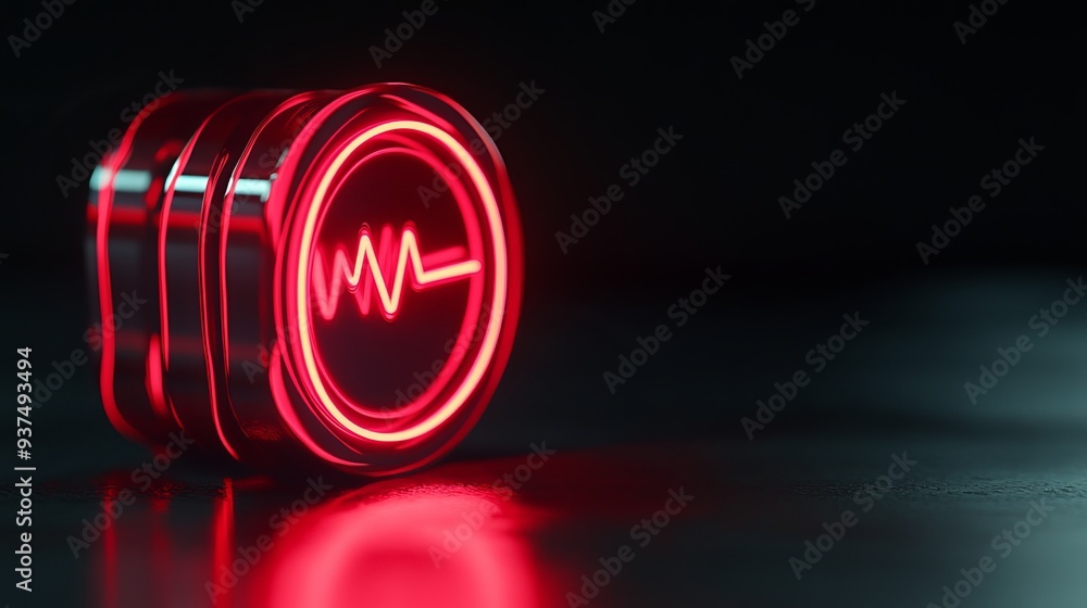 Neon battery power symbol radiating power, indicating a full charge ...