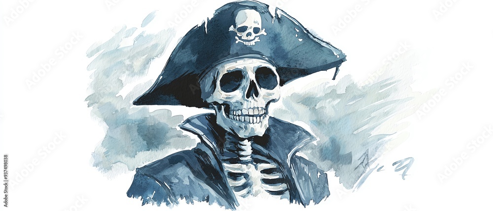 An eerie skeleton pirate in a tricorn hat and coat, perfect for ...