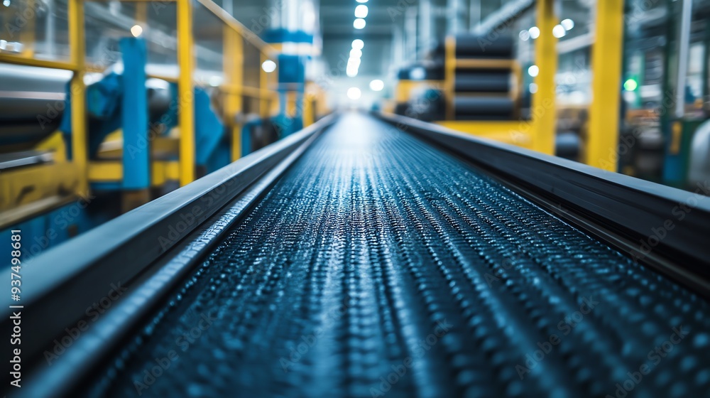 Conveyor belts in a rubber processing plant, turning raw latex into ...