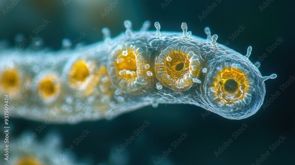 Detailed Macro View of Nematodes Under Microscope Revealing Simple ...