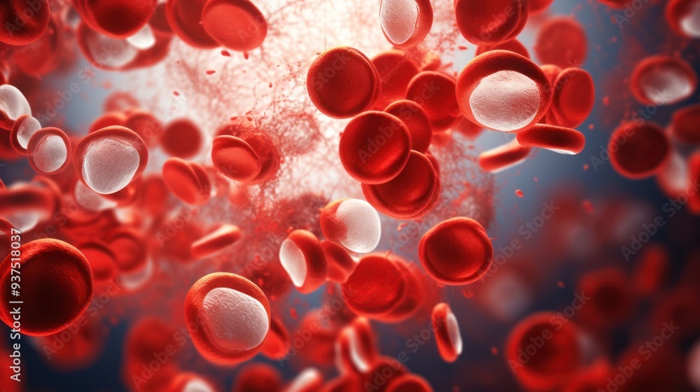 A close-up view of a blood smear under a microscope, revealing the ...