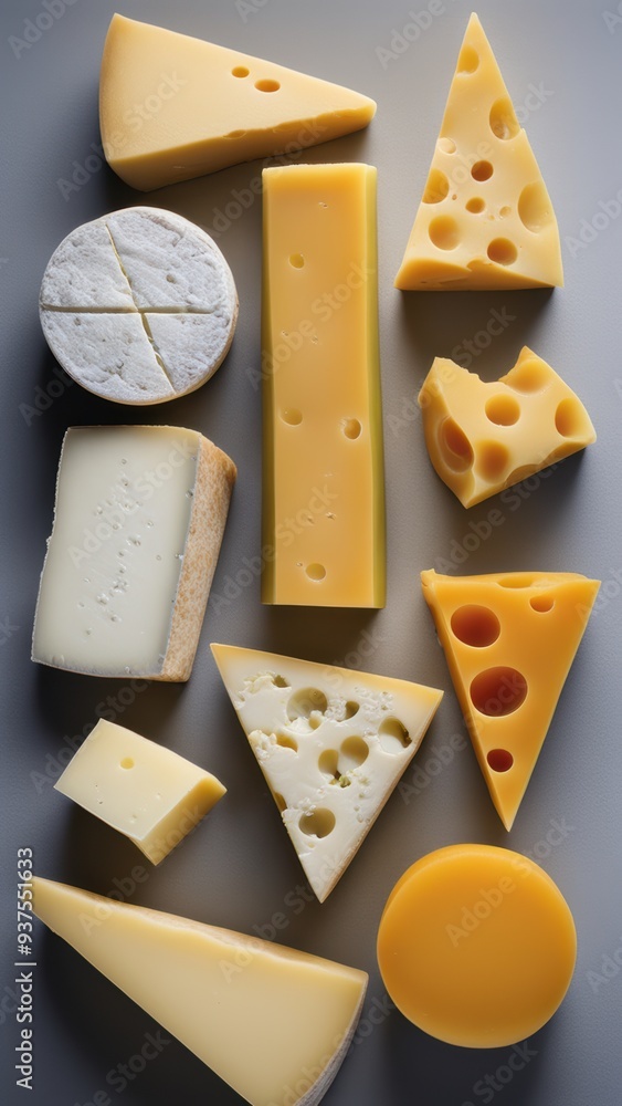 An array of artisanal cheeses in various shapes & milk types artfully ...