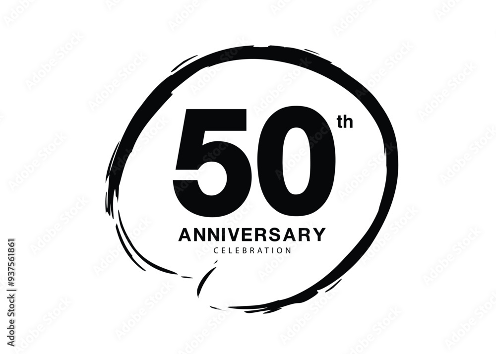 Vecteur Stock 50 Years Anniversary Celebration logo black paintbrush ...