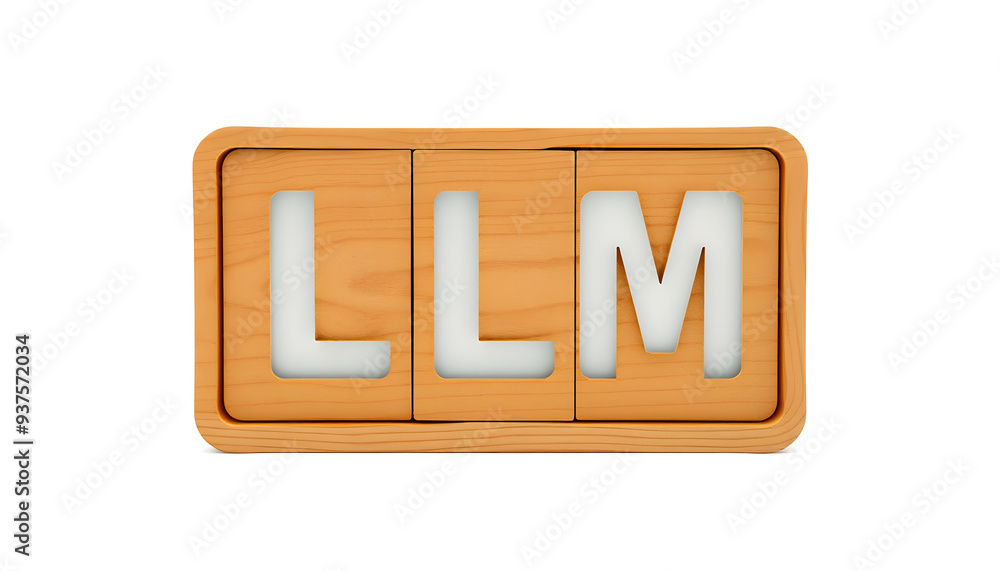 There is wood cube with the word LLM. It is an abbreviation for Large ...