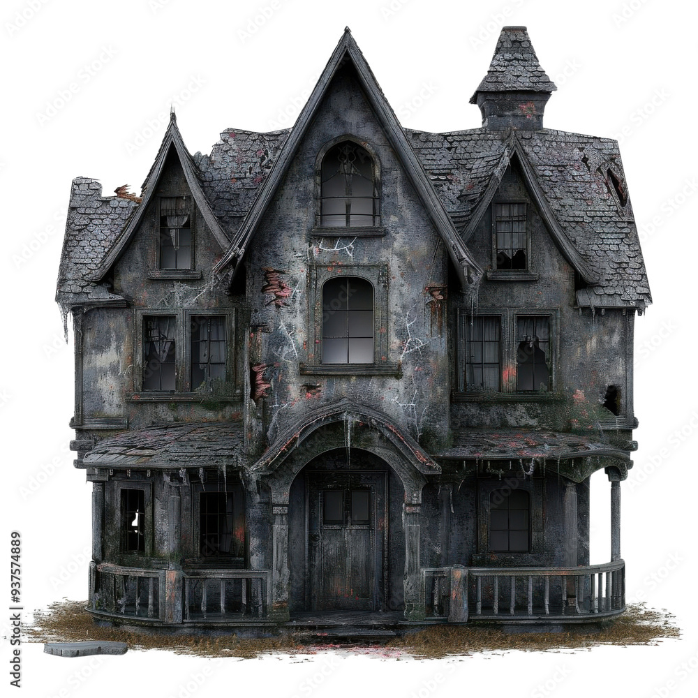 Abandoned and eerie, this dilapidated house features cracked walls ...