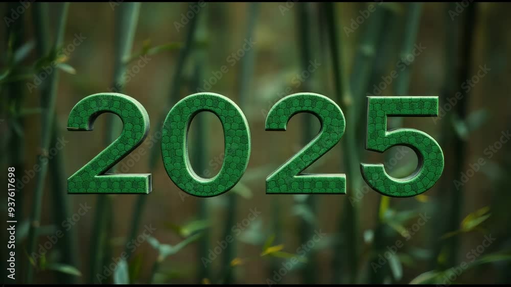 Green 2025 Numbers on Eco-Friendly Bamboo Background Symbolizing ...