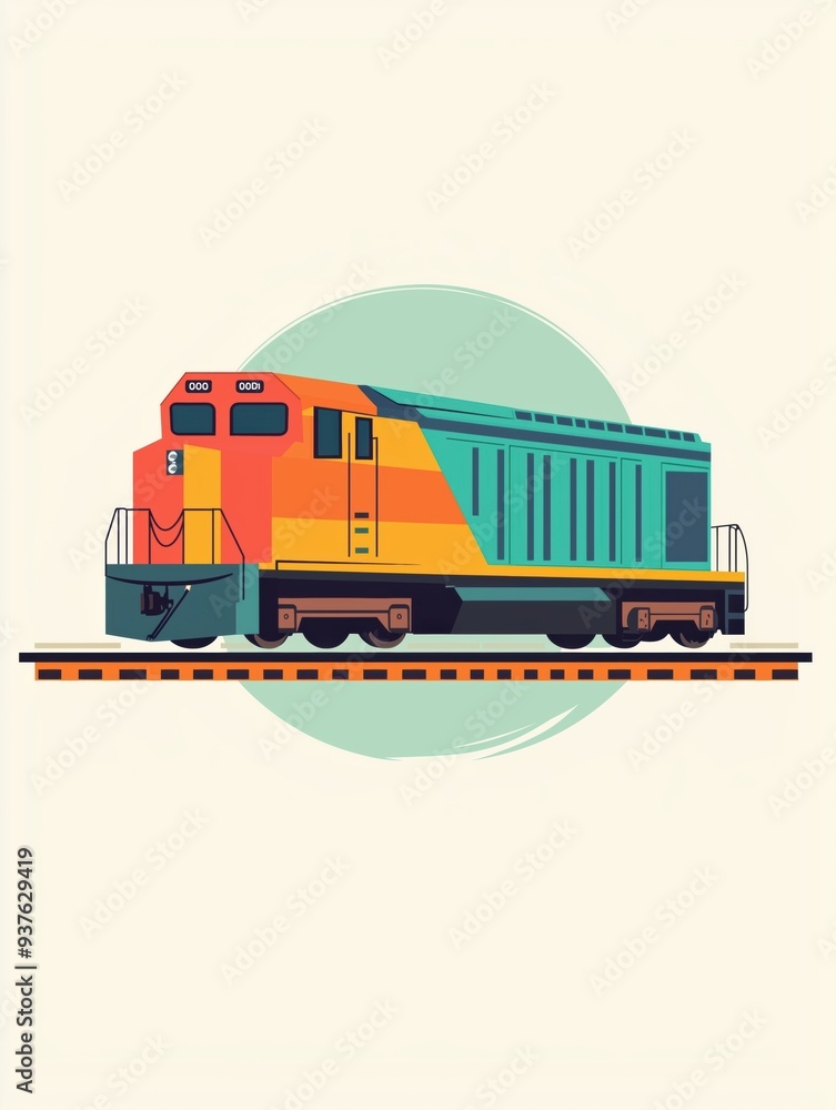 Efficient Freight Train Icon | Side Profile of Modern Vibrant Colors ...