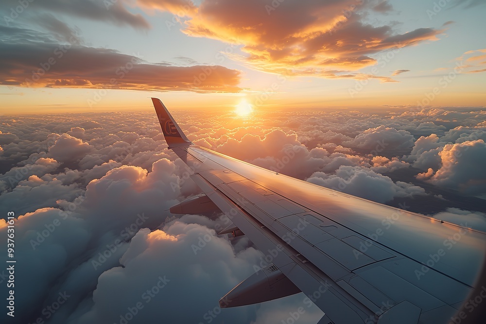 Passenger Aircraft Wing Flex During Landing The wing of a passenger ...
