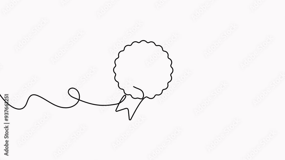 Award badge continuous line art drawn animated video. Winning ribbon ...