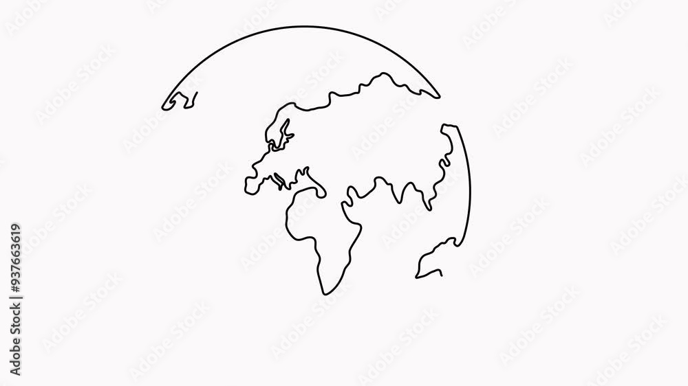 World map with flying airplane one line art animated video. Continuous ...