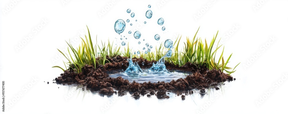 flammable methane gas bubbles rising from wet soil in a rice field ...