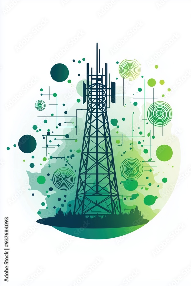 Green Energy Telecom Tower Icon â€“ Sustainable Communication, Eco ...