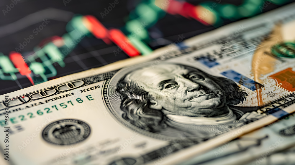 Tear Off US Dollar Banknote as Chart Graph Falling Down: Image of a ...