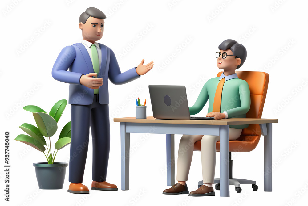 Flat Candid moment of a manager giving feedback to an employee in a ...