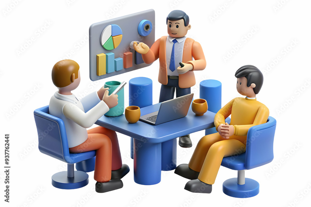 3D Candid AI Enhanced Sales Strategy Meeting: Sales Team Discussing AI ...