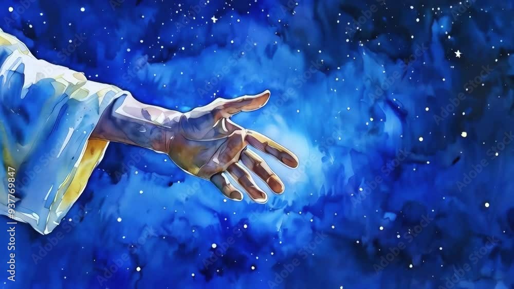 Jesus Hand Reaching in Rays of Holy Light with Divine Spiritual ...