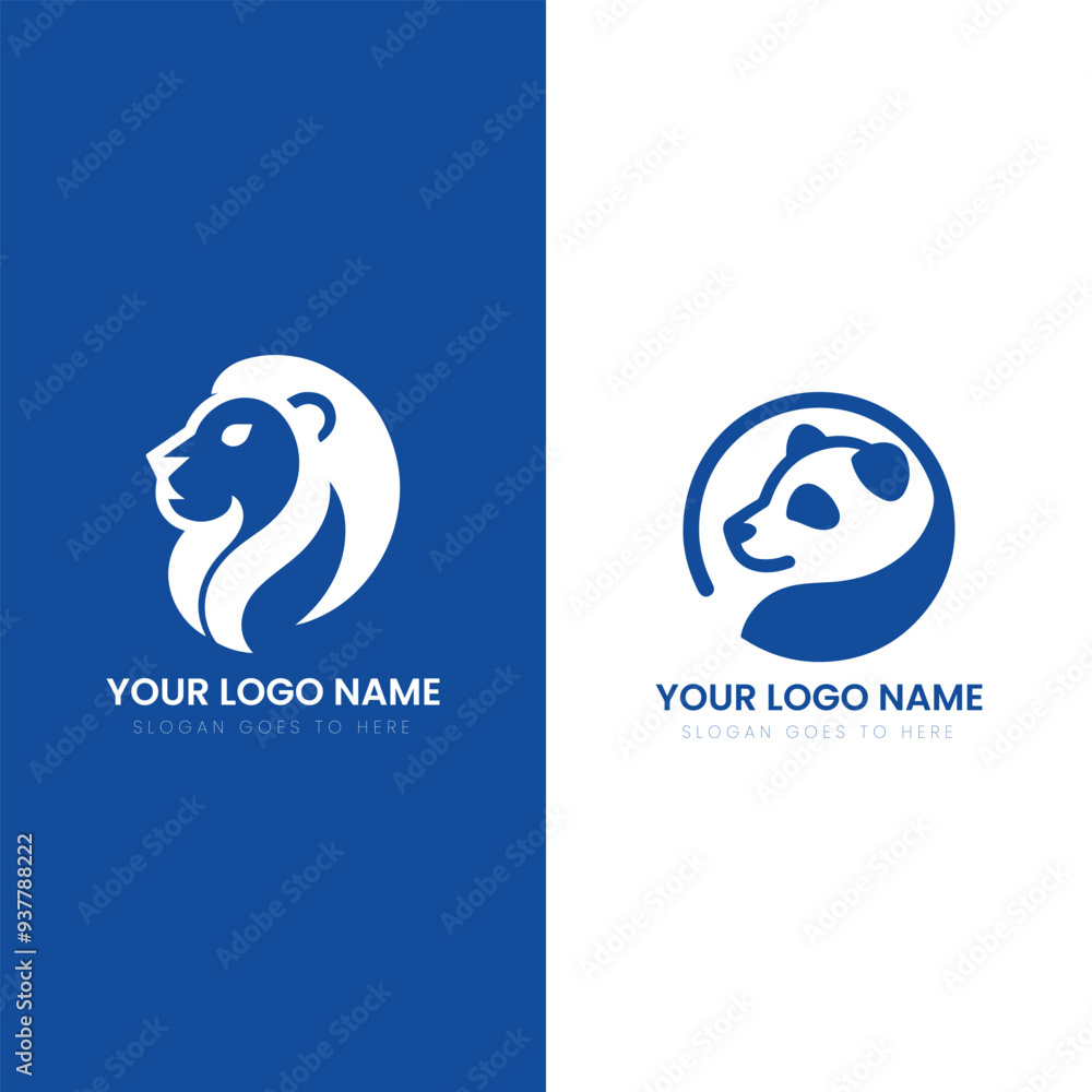 "Elegant Lion and Panda Logo Concepts for Brand Identity" "Stylized ...