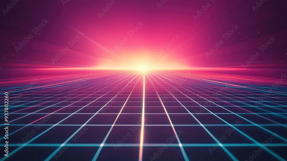 Softly glowing retro gridlines with a gradient background, evoking a ...