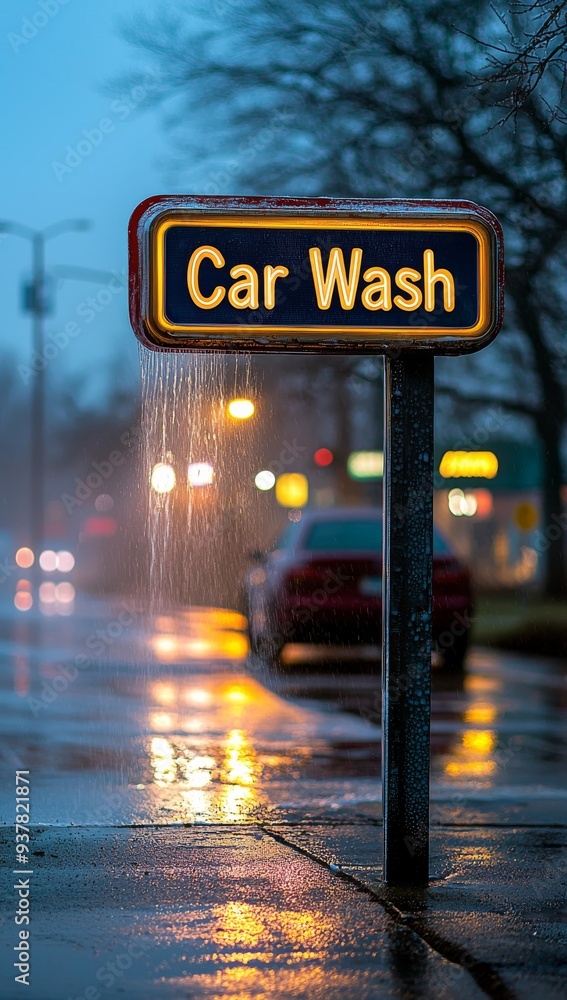 Car Wash Signboard: A Refreshing Scene of a Car Wash in Action Outdoors ...
